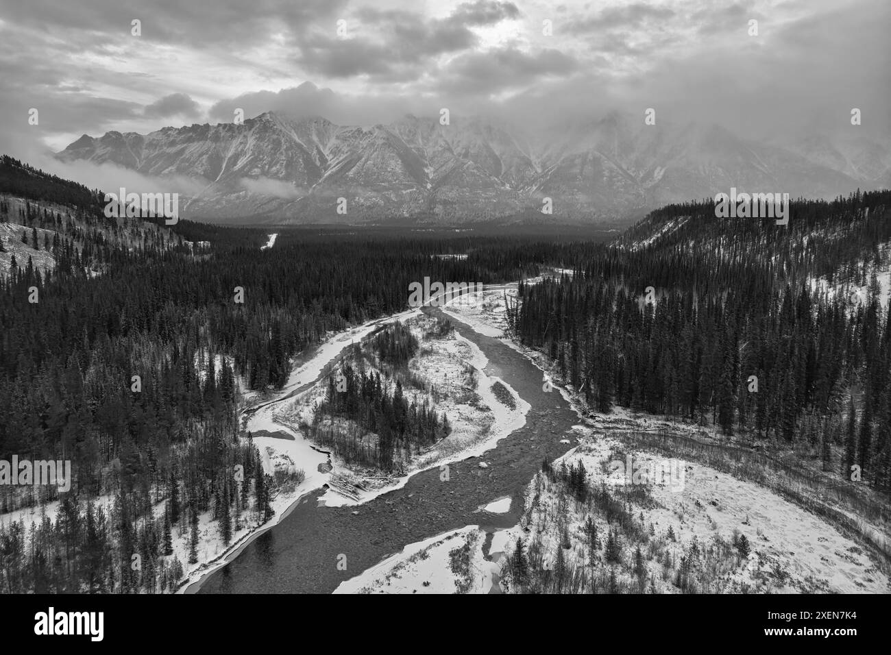 Black and white aerial image of the Wheaton River with the Grey Ridge ...