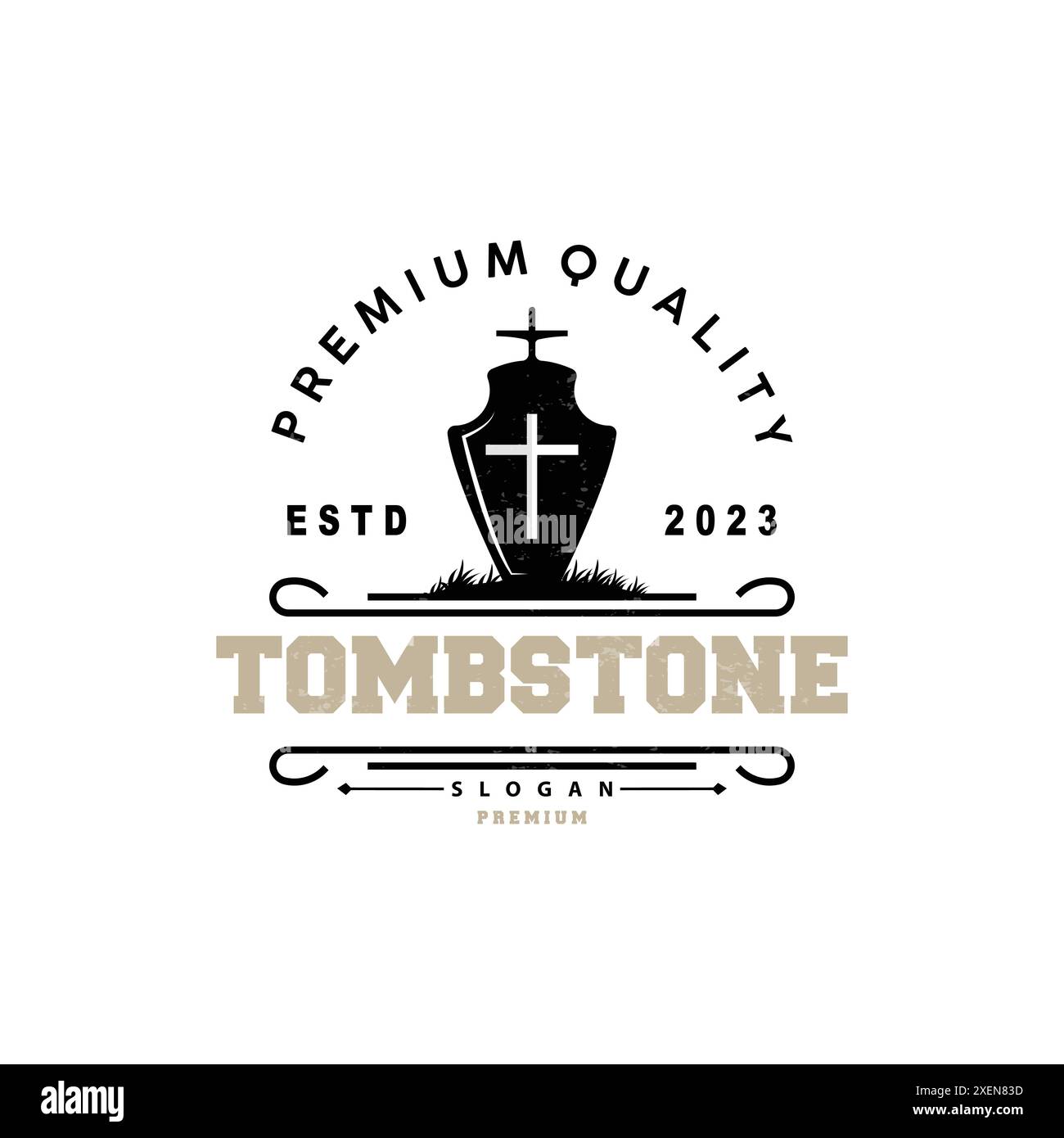 Tombstone Logo, Tomb Cemetery Cross, Vector Vintage Label, Retro Badge, Inspirational Design ...
