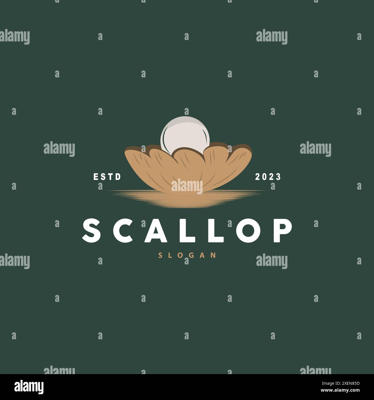 Seashell Logo, Inspirational Scallop Design With Pearl, Ocean Animals ...
