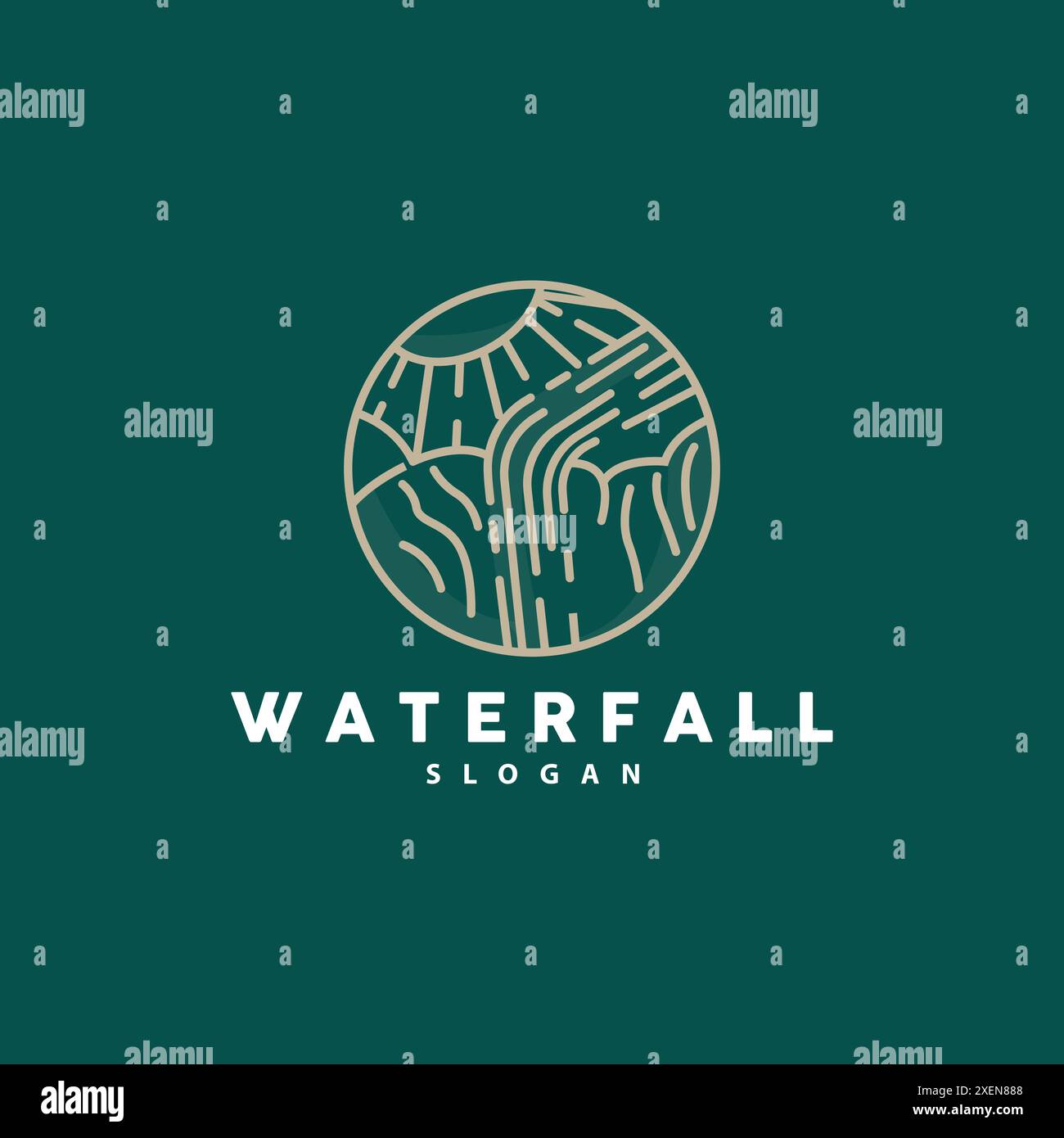 Waterfall Logo, River Mountain Forest Exploring Design Illustration ...