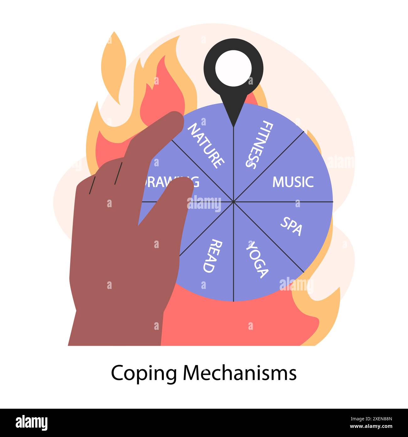 Professional burnout coping mechanism. Workplace on fire. Work-life ...
