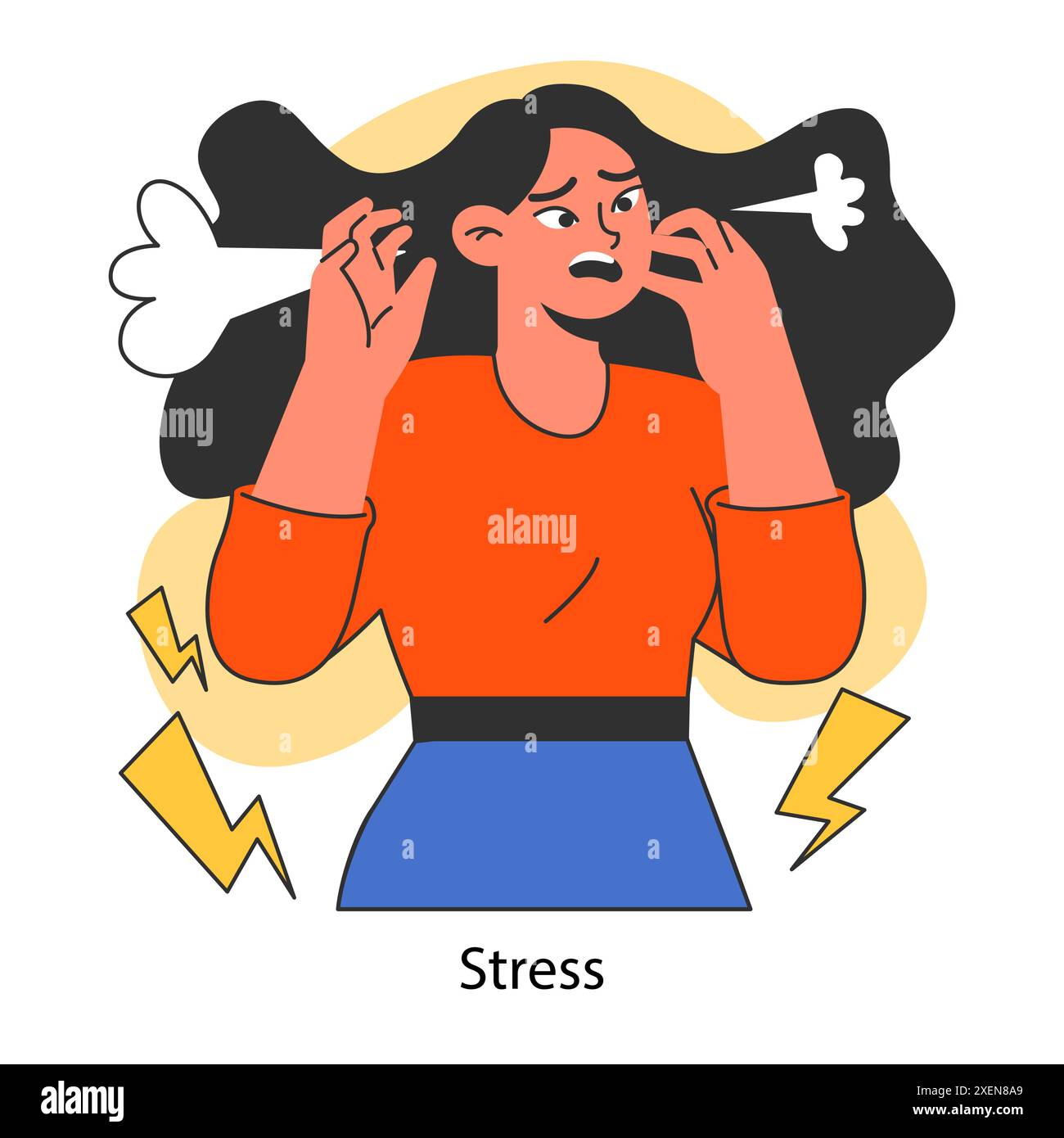 Neurosis. Chronic stress and anxiety mental disorder. Stressed woman ...