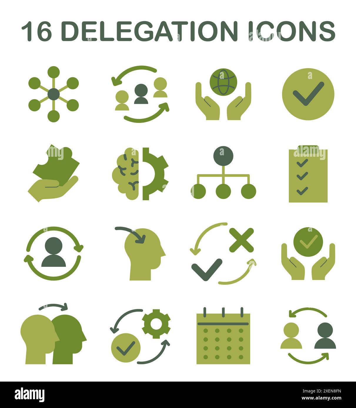 Delegation icon set. Task assignment and control. Leadership symbol ...