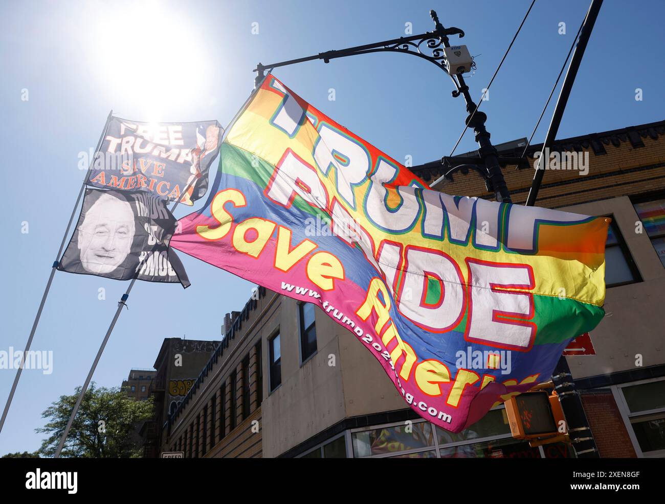 New York, United States. 28th June, 2024. Protesters gather outside at ...
