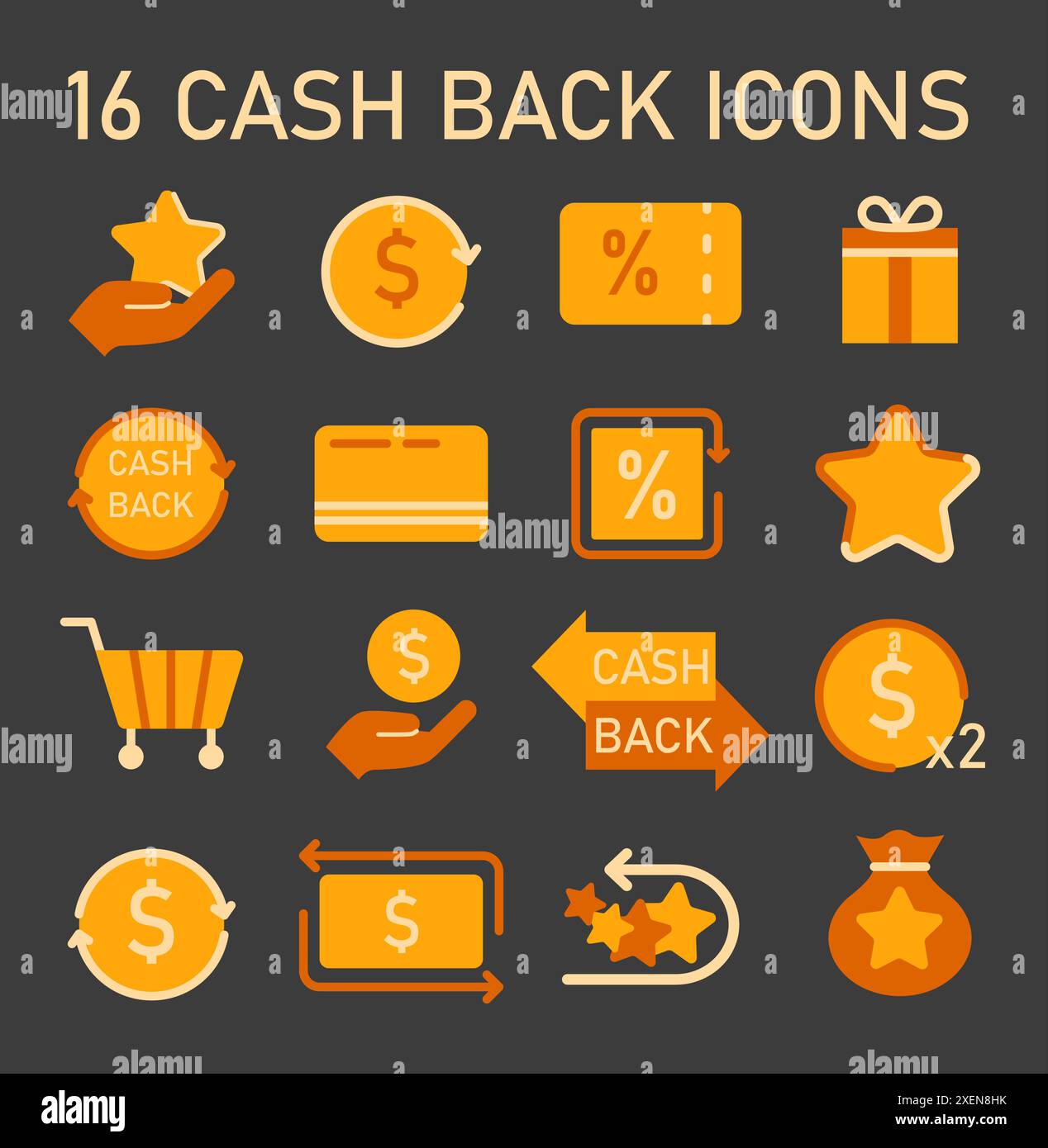 Loyalty program icon dark or night mode set. Rewards, offers, cashback ...