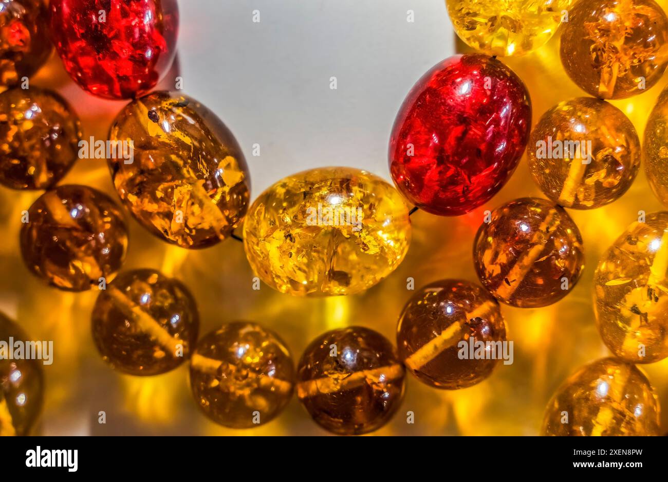 Colorful golden Baltic amber, Gdansk, Poland. Amber capital of the ...