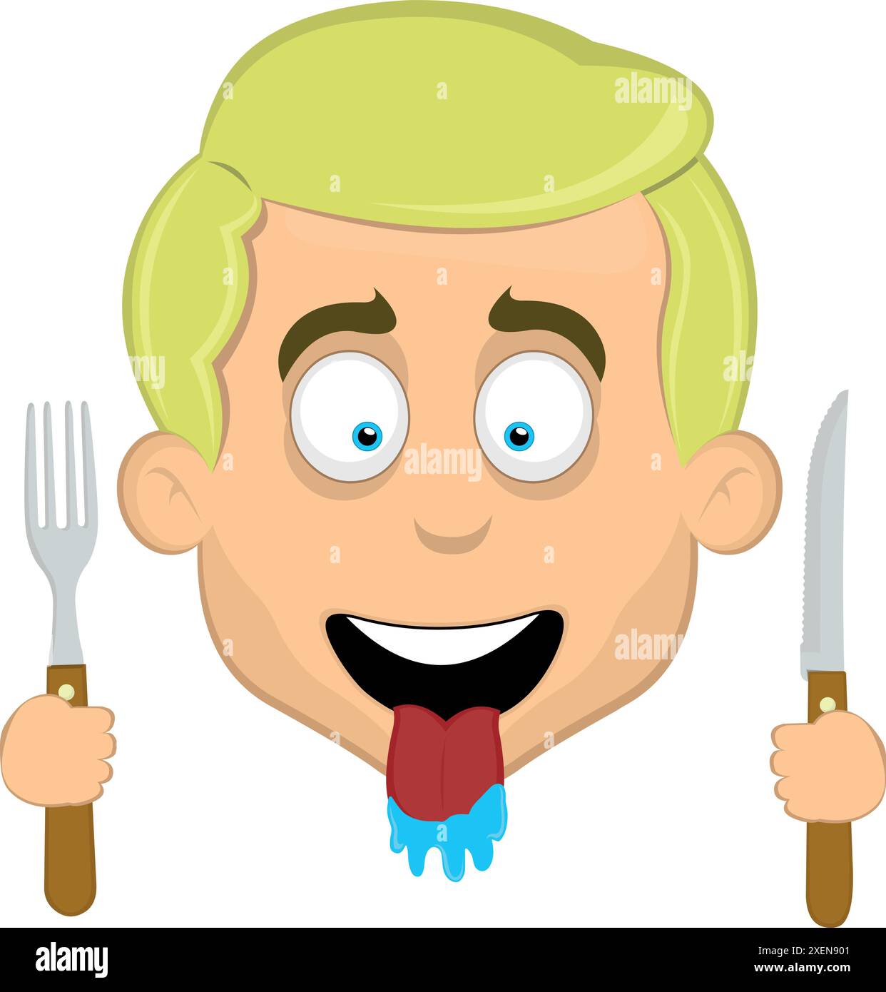 vector illustration face man cartoon blonde and blue eyes, with a ...