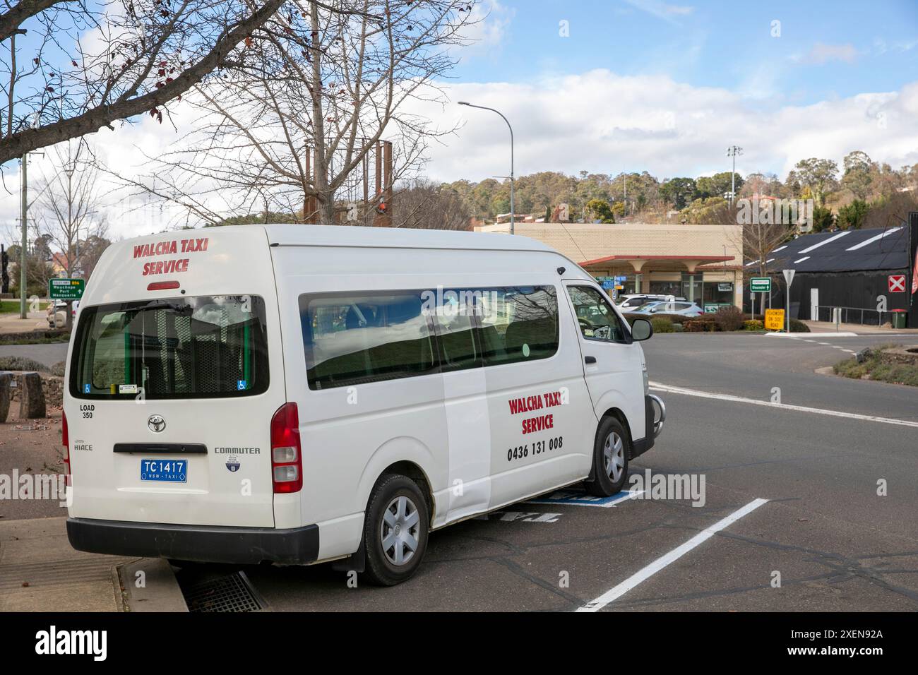 Walcha town centre and Toyota vehicle used as local taxi service, NSW ...