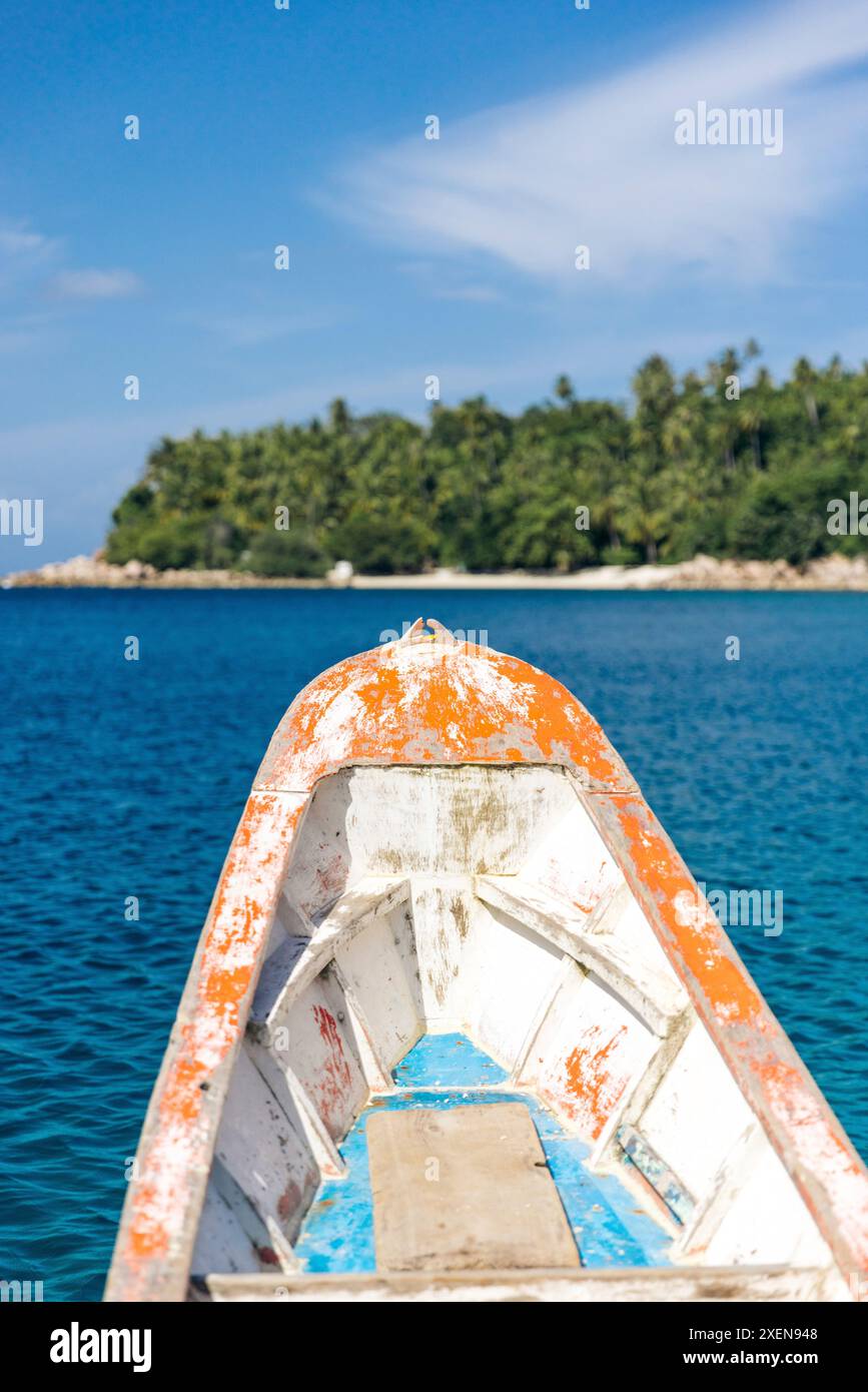 Close-up of the weathered bow of a boat pointing to Patokan Beach (Jiko ...