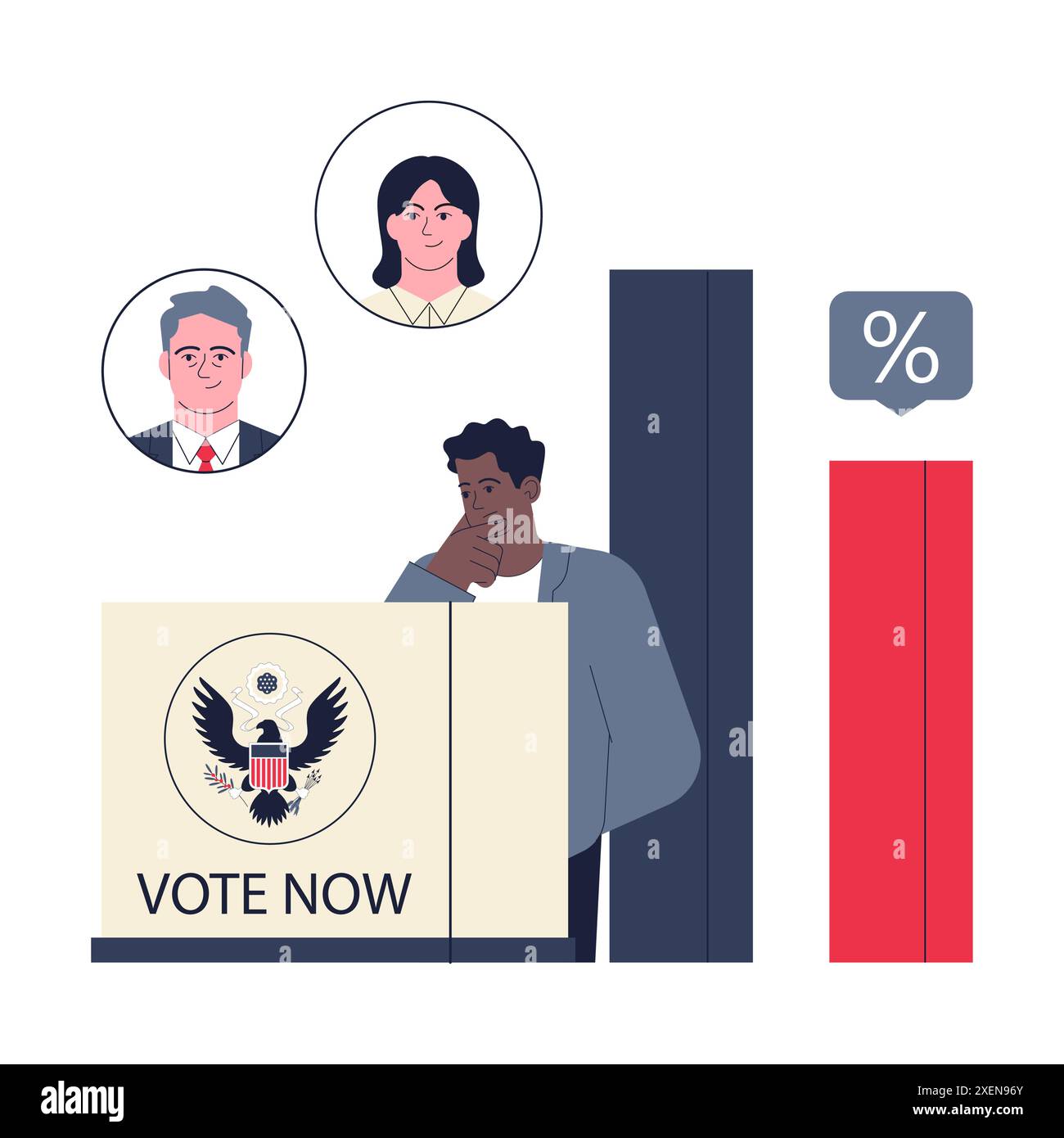 Presidential election. Man choosing between democrats and republicans ...