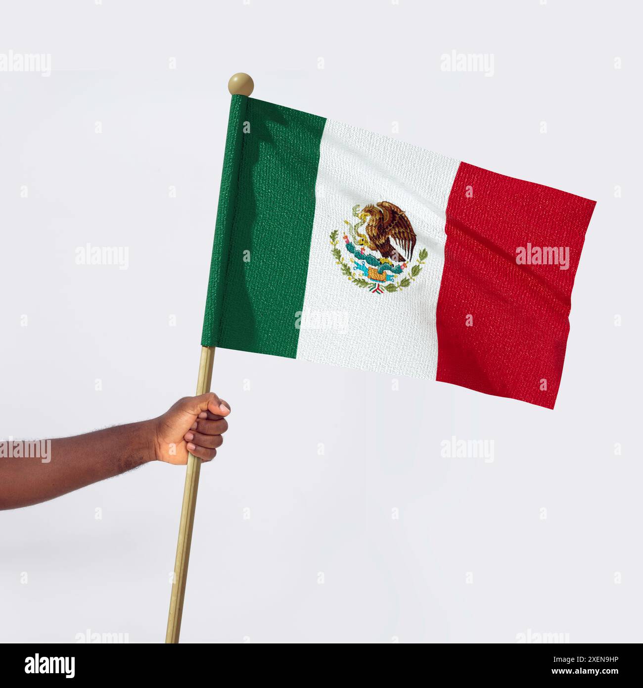 Outstretched Black african Hand holding Mexican national flag isolated ...