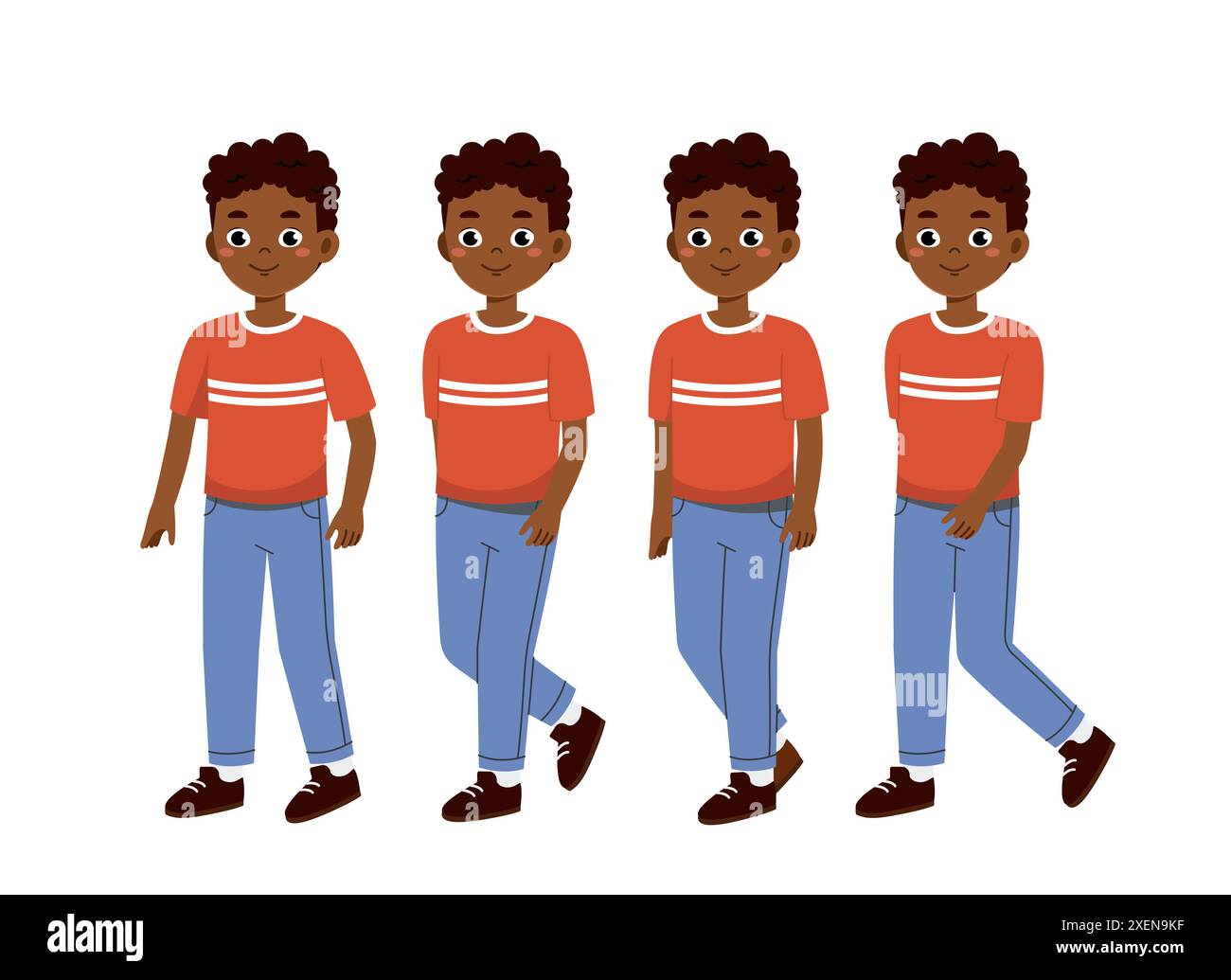 African man constructor. Set of boys in casual clothes. Graphic ...