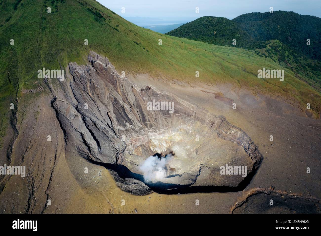 Mount Lokon with geothermal activity in North Sulawesi, Indonesia ...