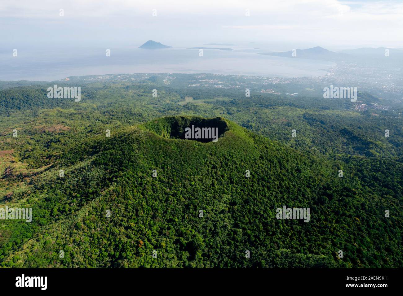 Mount Empung with crater and covered in lush vegetation in North ...