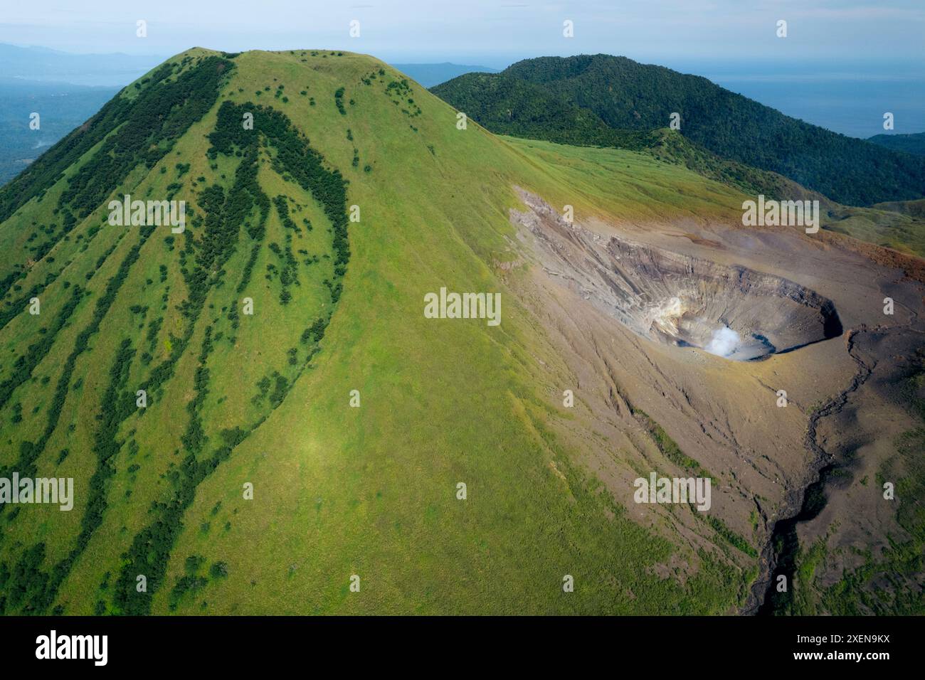 Aerial view of Mount Lokon crater in North Sulawesi, Indonesia; Agotey ...