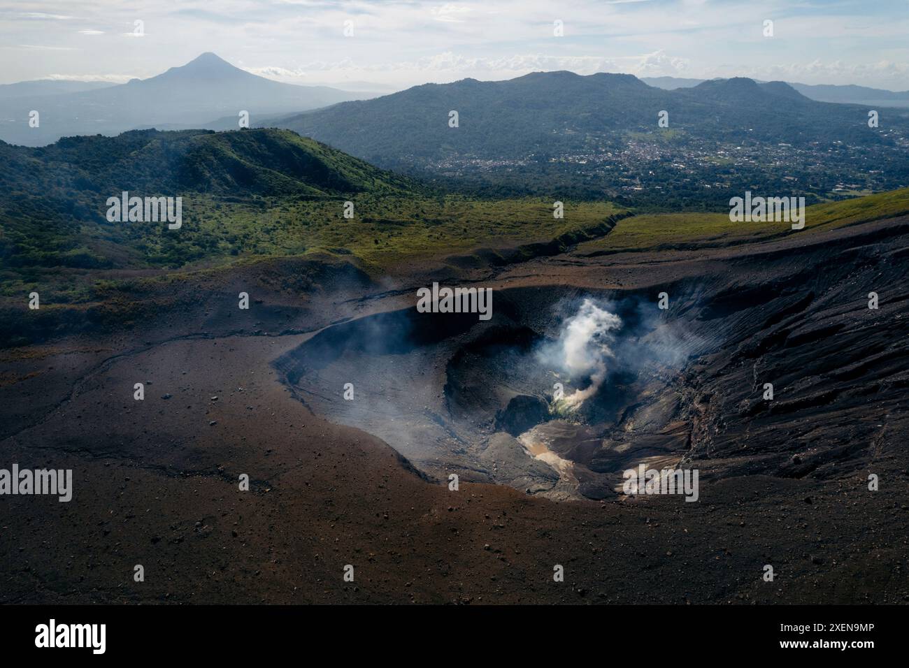 Mount Lokon's volcanic crater in North Sulawesi, Indonesia; Agotey ...
