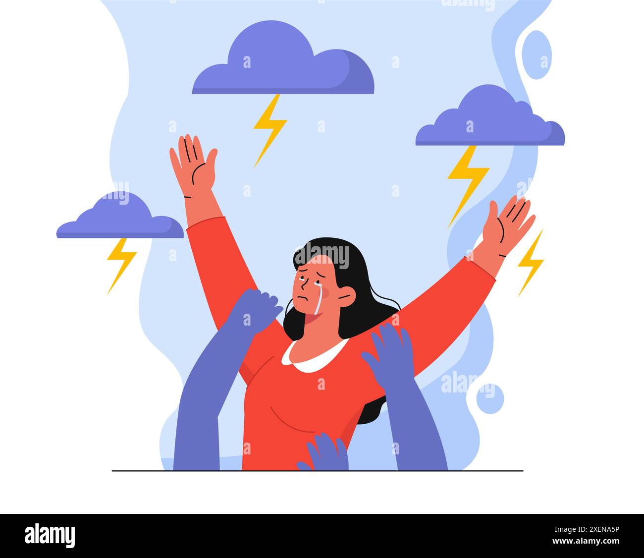 Woman with depression. Girl suffering from negative feelings and ...