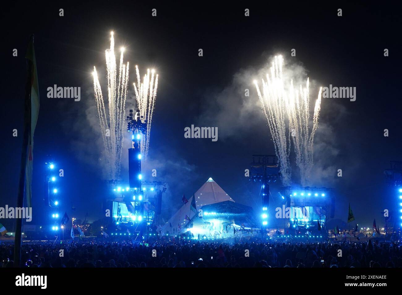 Fireworks after Dua Lipa performed on the Pyramid Stage during the ...
