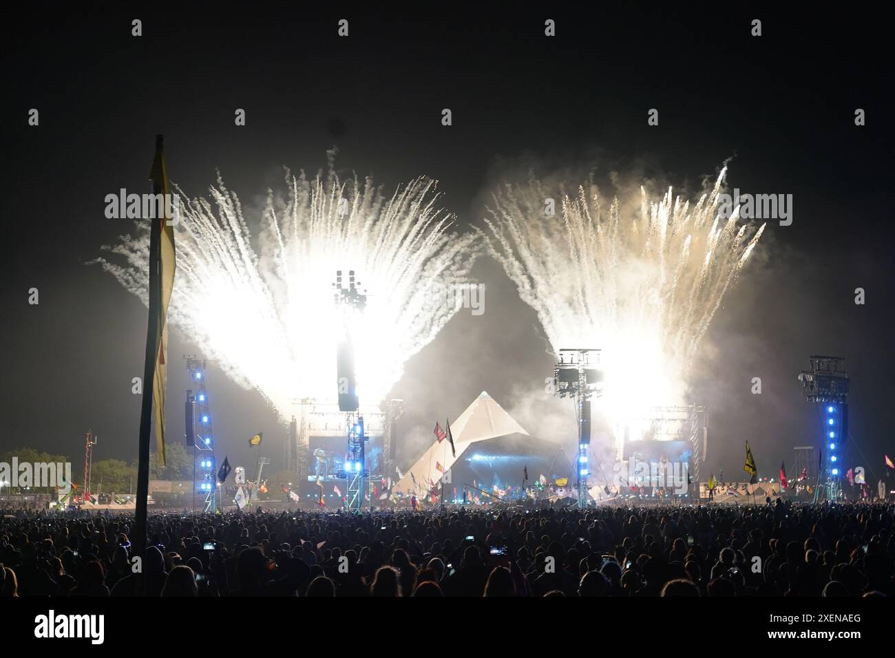 Fireworks after Dua Lipa performed on the Pyramid Stage during the ...
