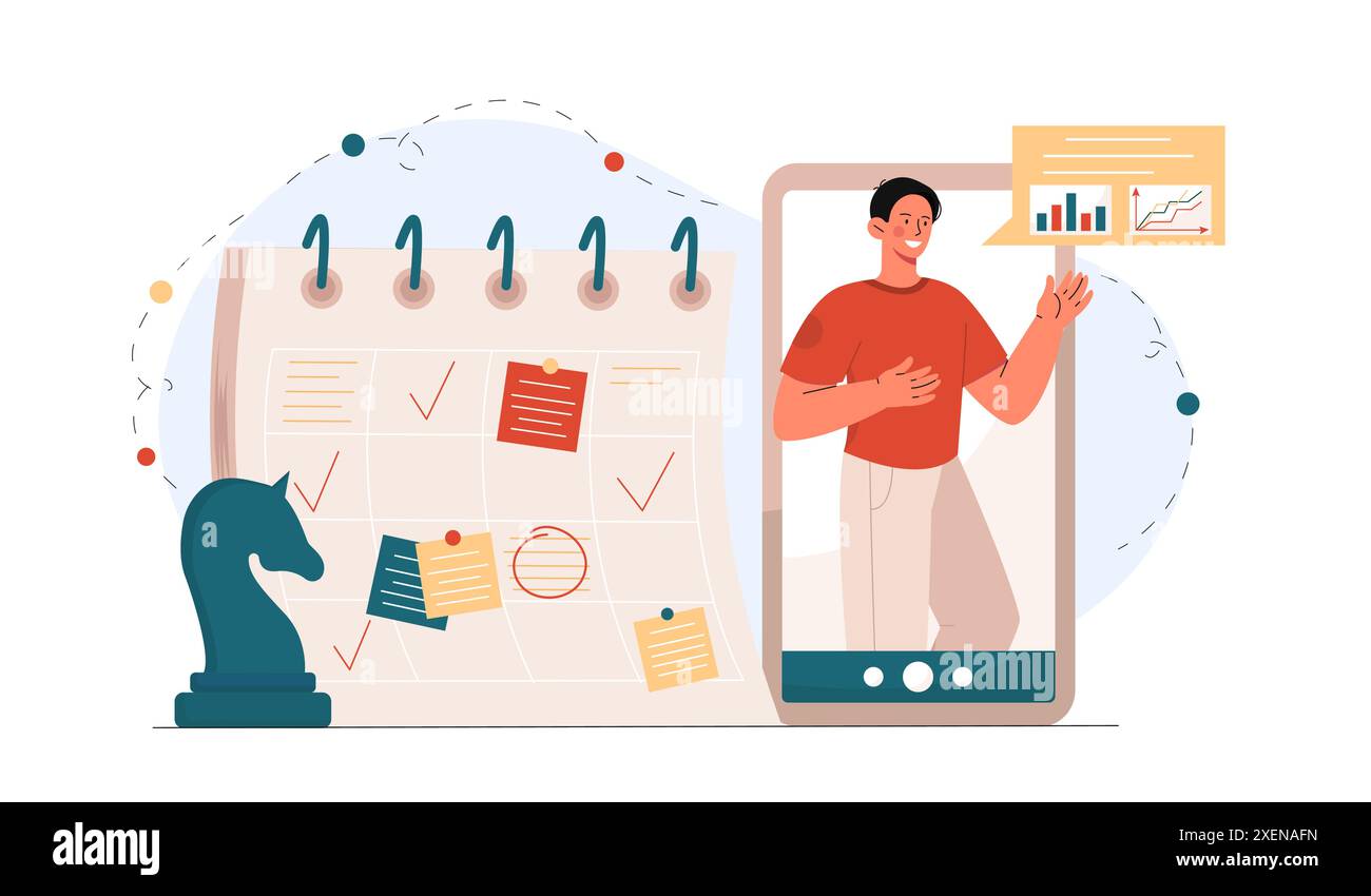 Secretary with calendar. Organizing efficient workflow and scheduling ...