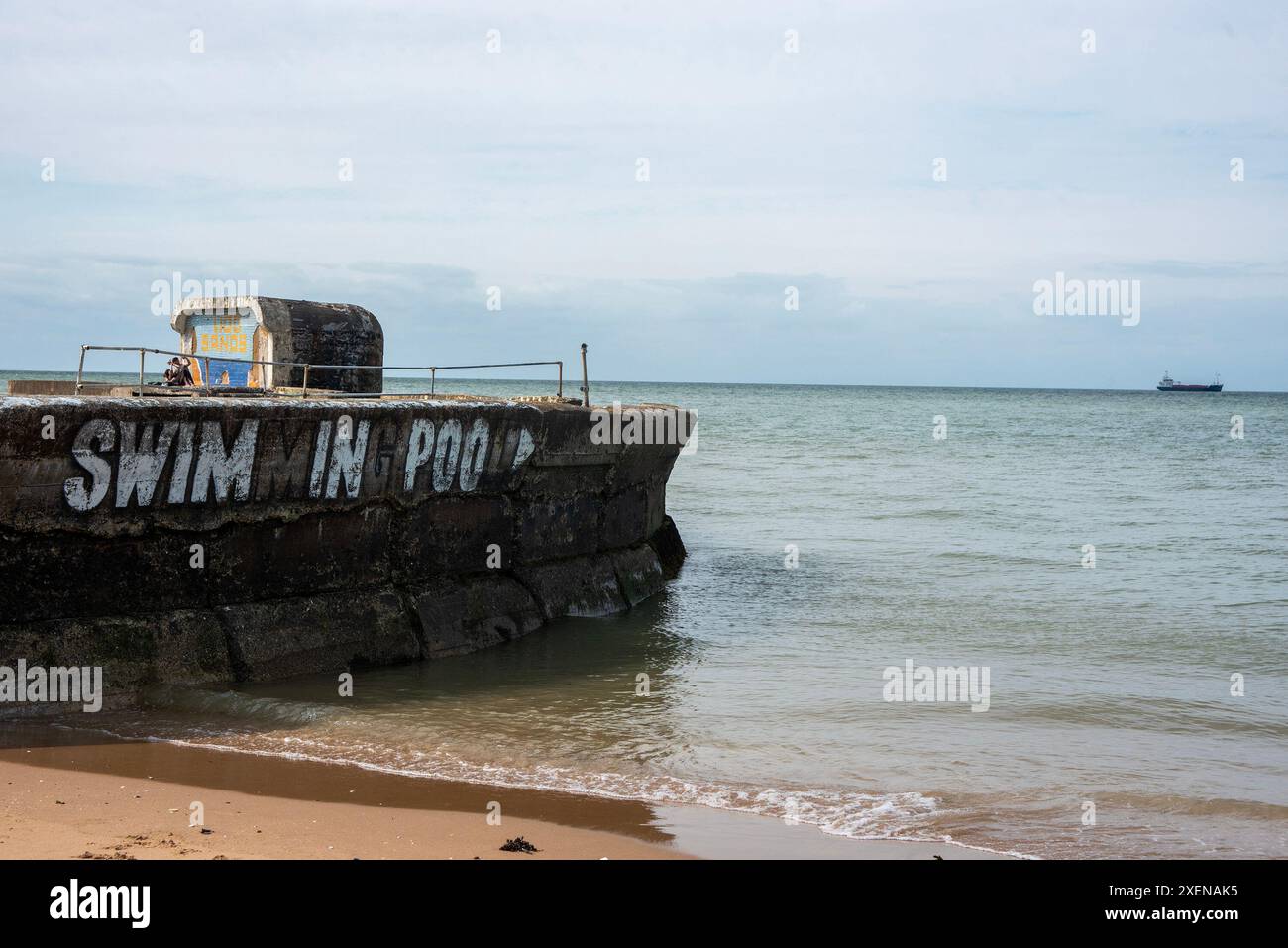 On the side of the Margate Lido the graffiti says 'swimming pool' but the highlighted letters ...