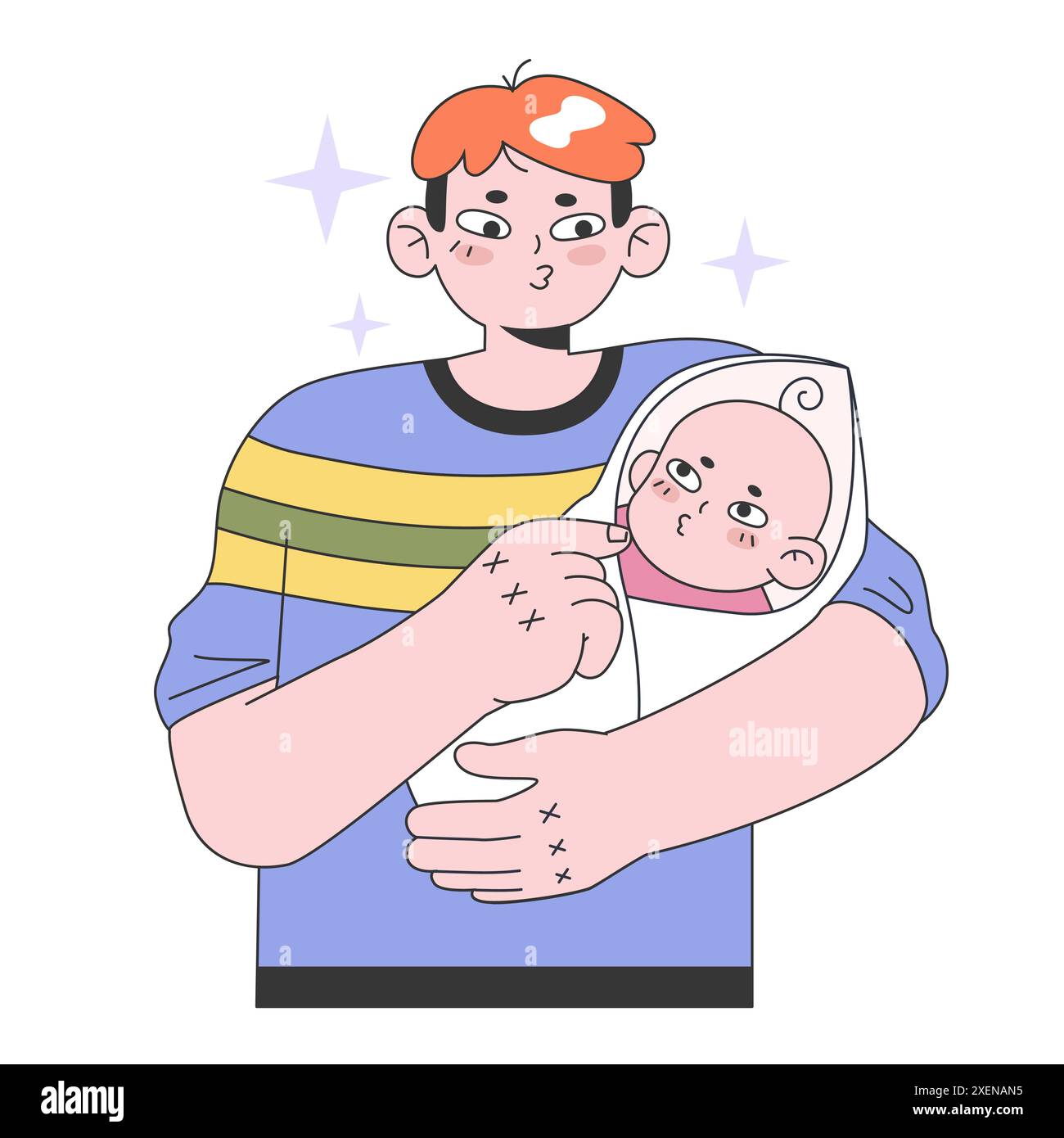 Fatherhood. Happy young dad holding a newborn child. Loving family ...