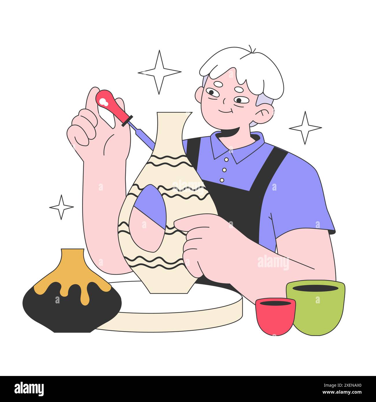 Senior life milestones set. Getting old and maturing, retirement and ...