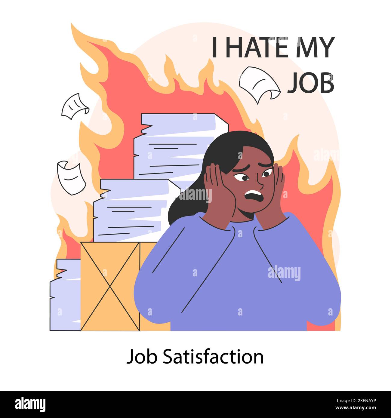 Professional burnout and job unsatisfaction. Young employee on fire at ...