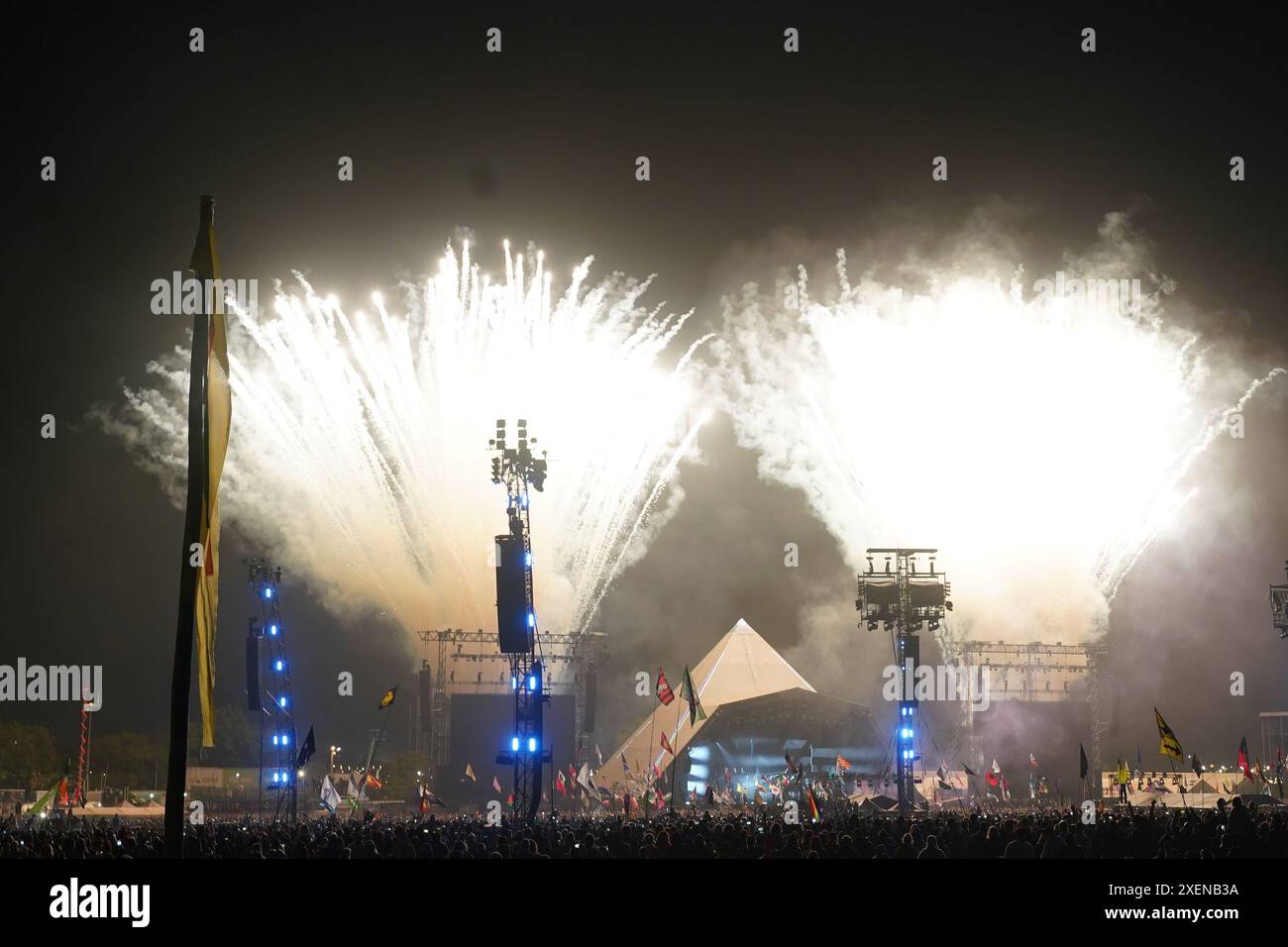 Fireworks after Dua Lipa performed on the Pyramid Stage during the ...