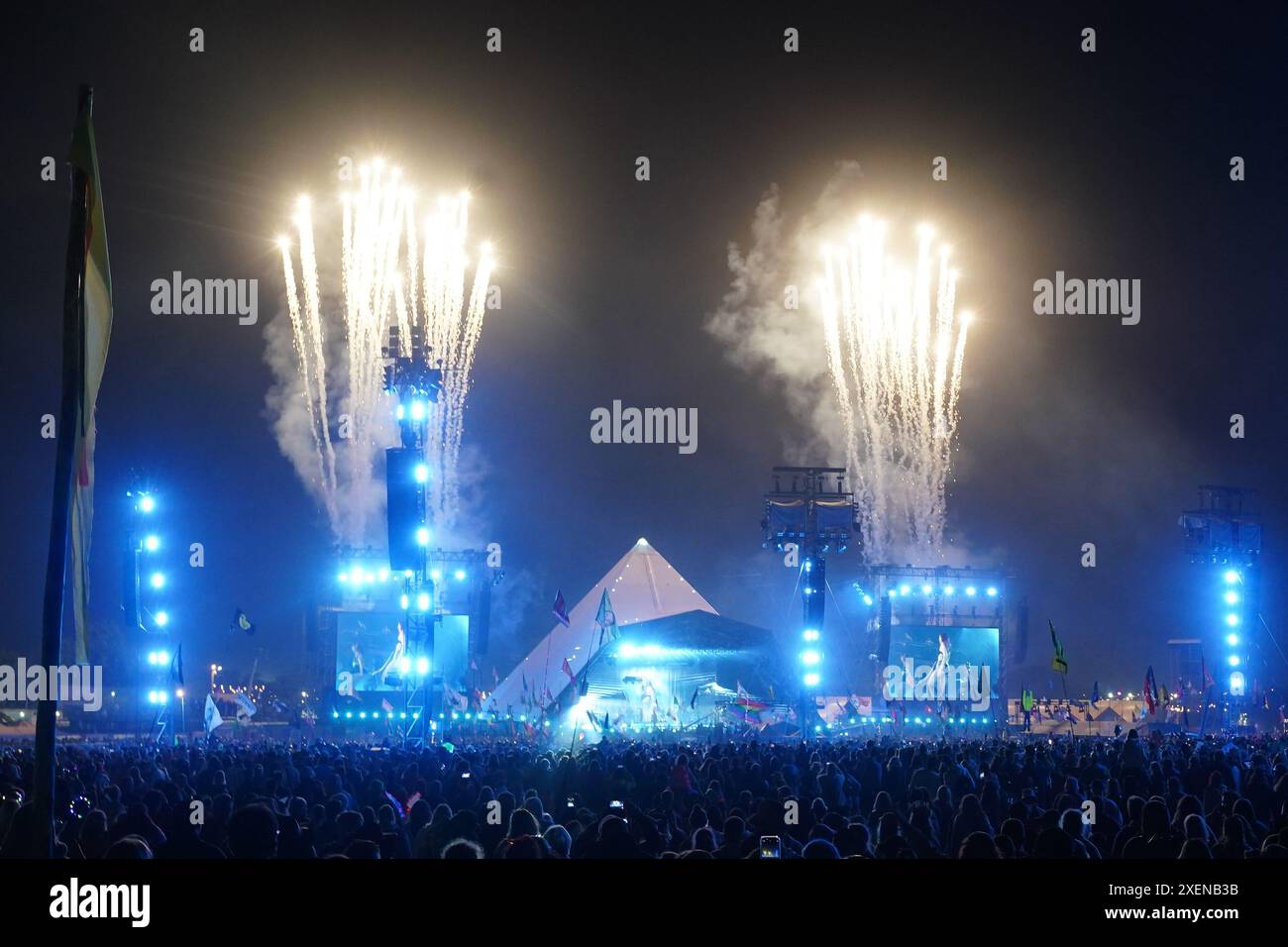 Fireworks after Dua Lipa performed on the Pyramid Stage during the ...