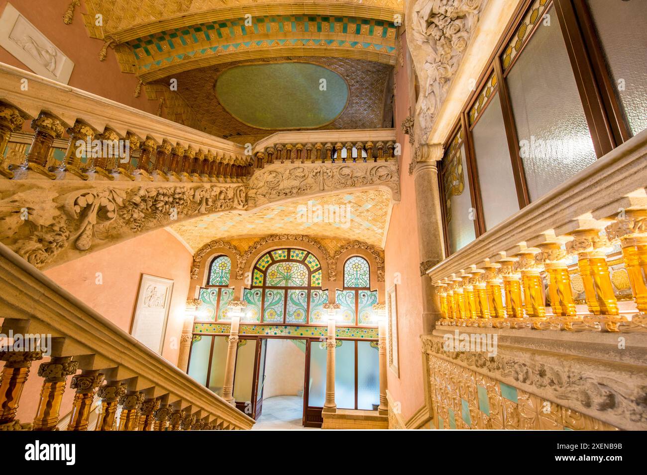 Entrance hall of the Palau de la Música Catalana (Palace of Catalan ...