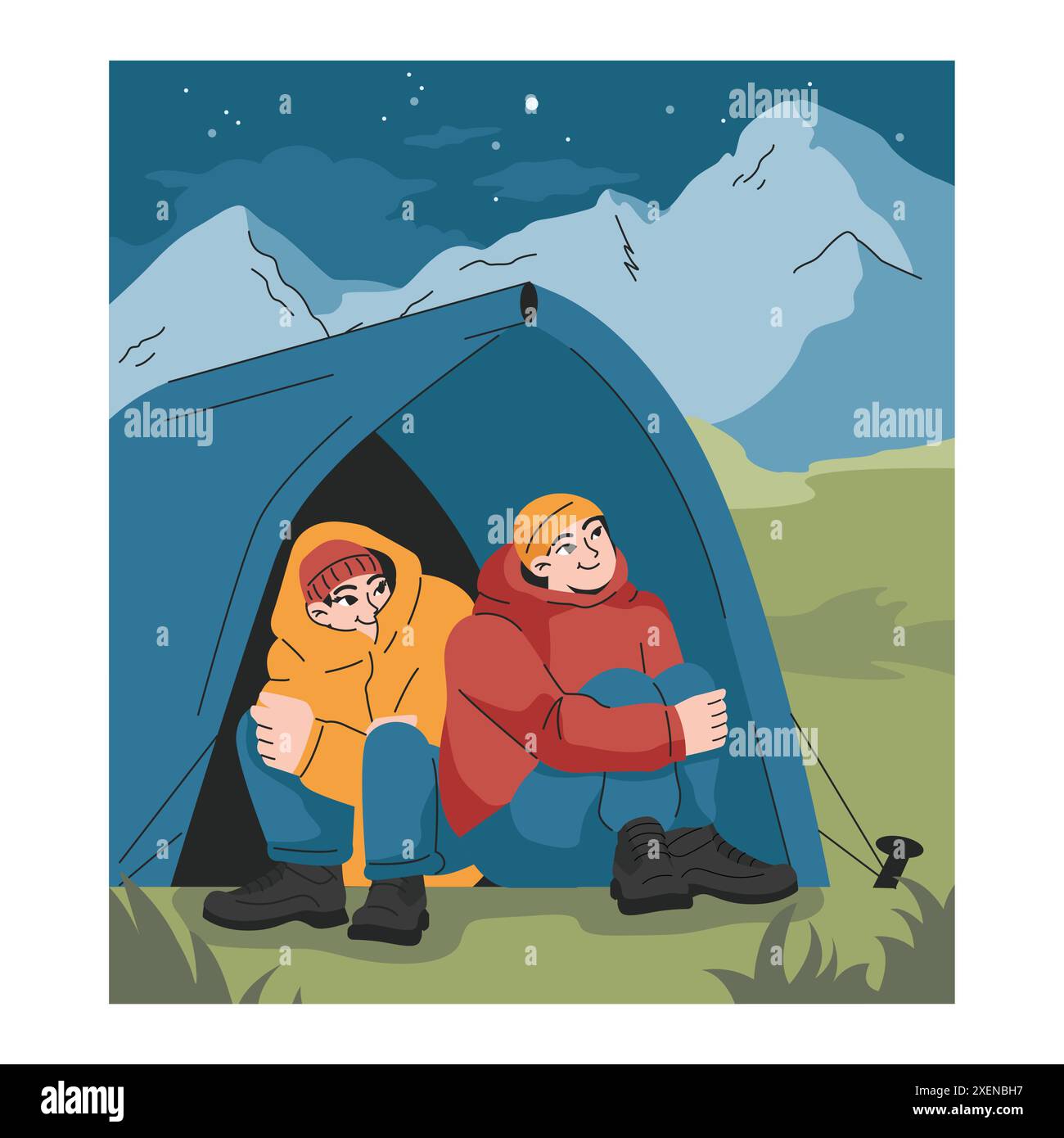 Friends sitting looking Stock Vector Images - Alamy