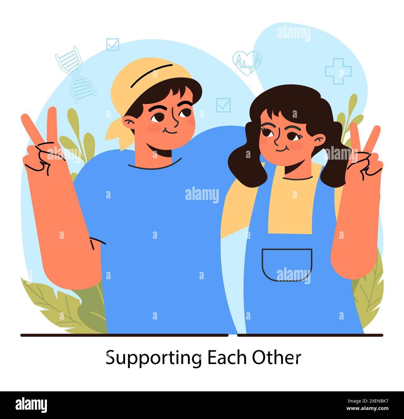 Child cancer. Little kids, girl and boy support each other during ...