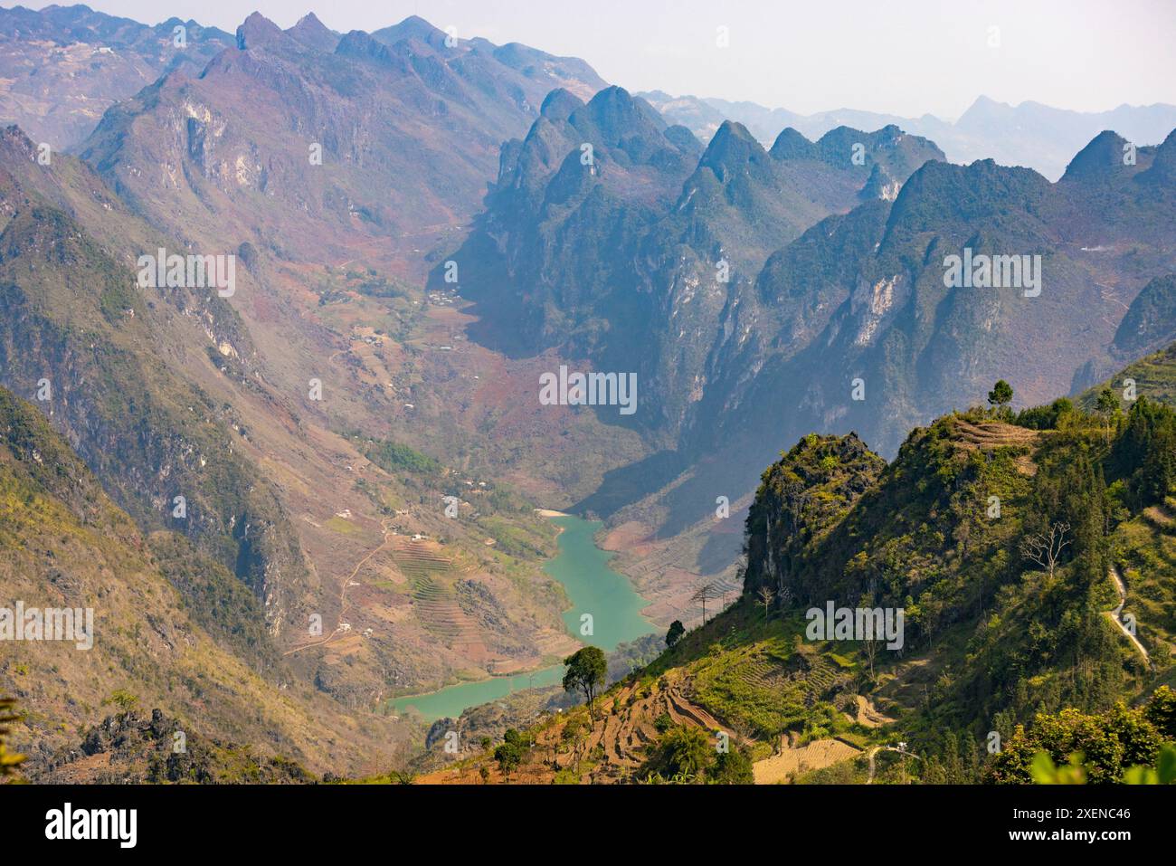 Nho Que River flowing through mountains in Vietnam; Xin Cai, Meo Vac ...
