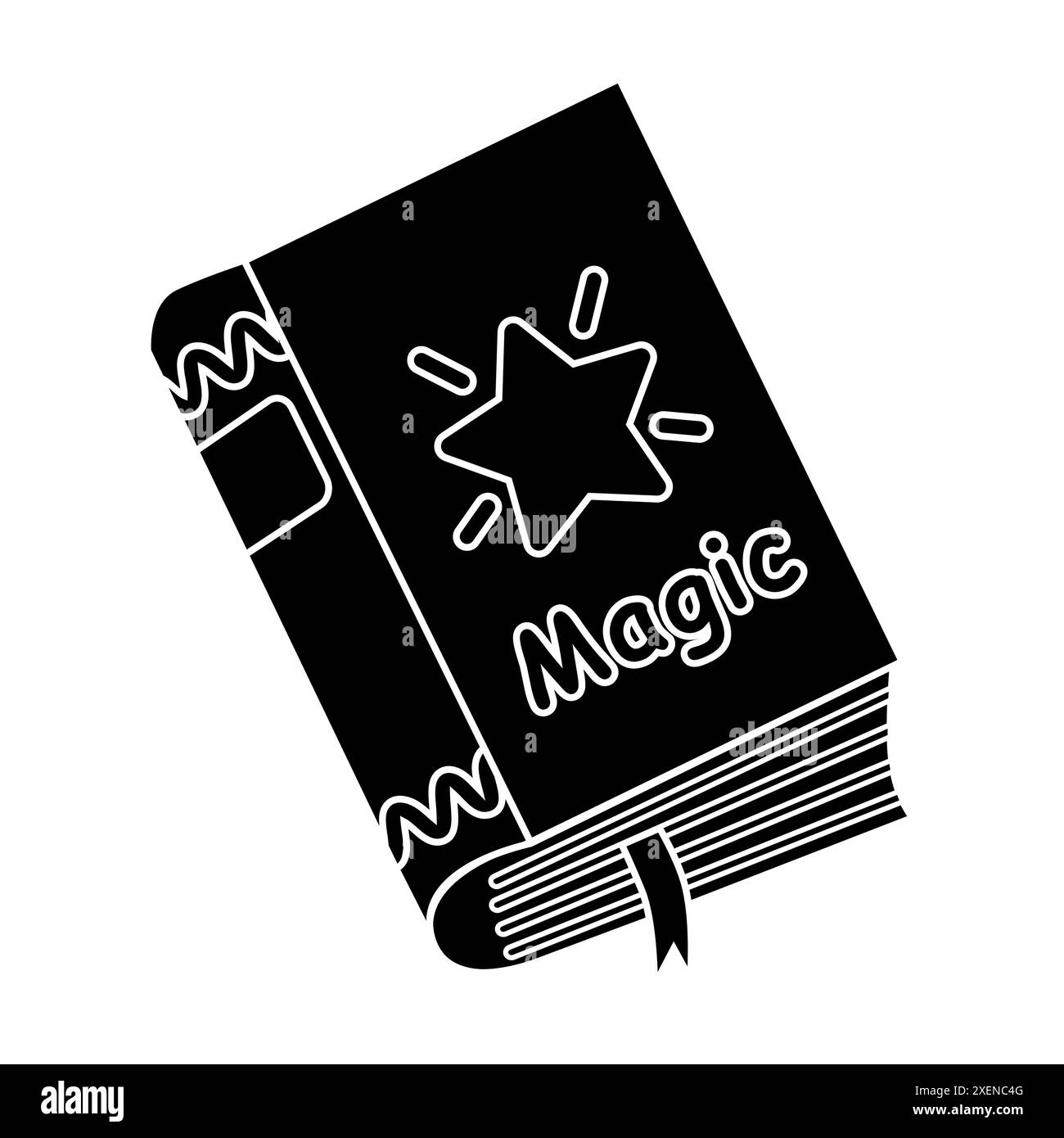 Black Silhouette Of Thick Magic Book With Spells Glyph Icon Flat Vector Illustration Stock