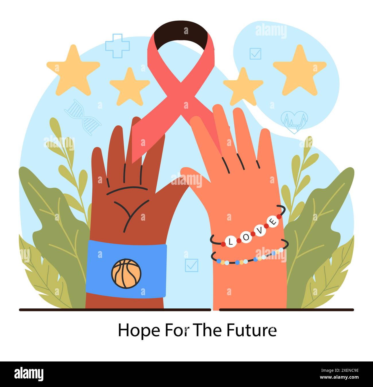 Child cancer ribbon. Hope for the future. Little kid getting ...