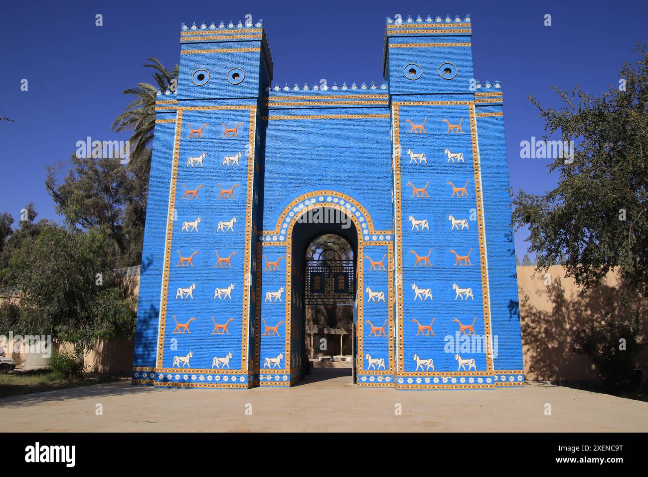 The Ishtar Gate entrance to the ancient city of Babylon in Iraq Stock ...