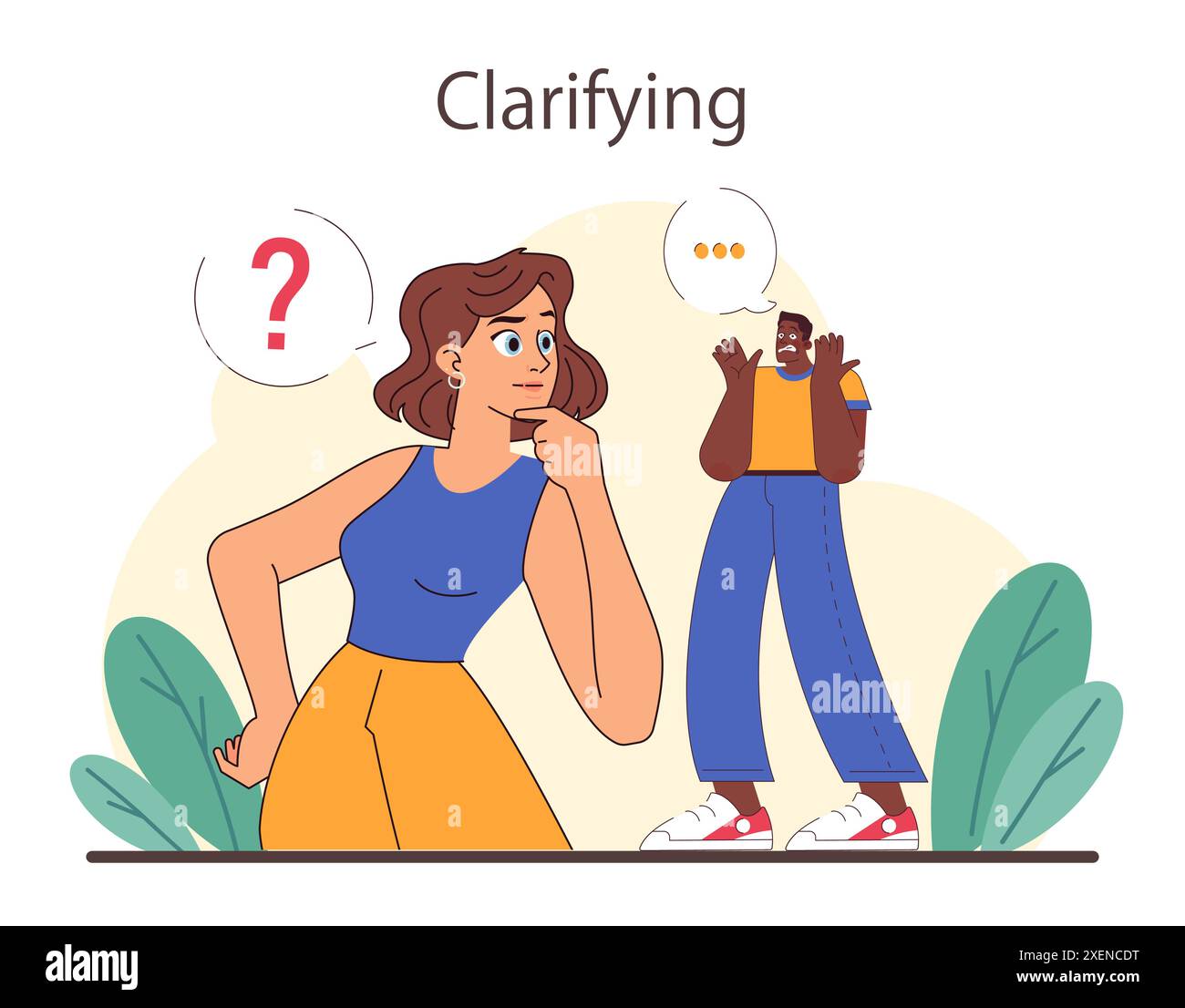 Active listening skill. Attentive business character or employee soft ...