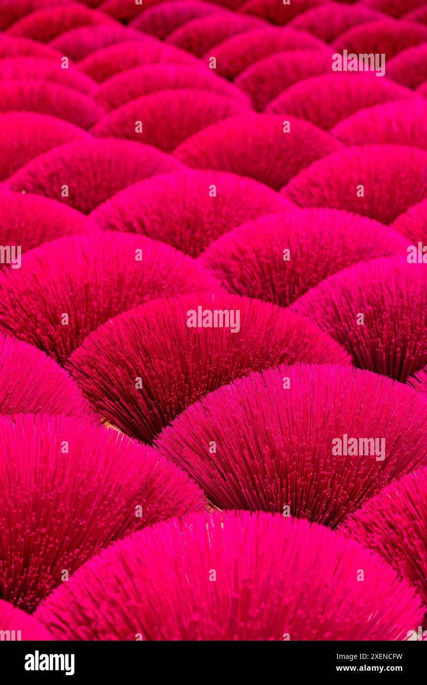 Incense sticks dyed in vibrant red on display in Incense Village, Hanoi ...