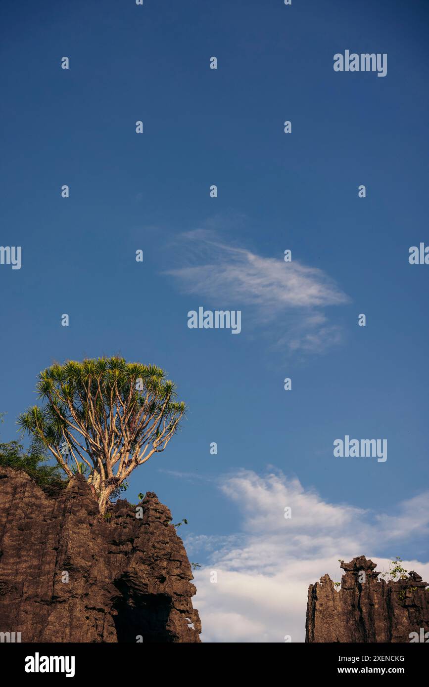 Karst mountains and blue sky in Rammang-Rammang karst village in South ...