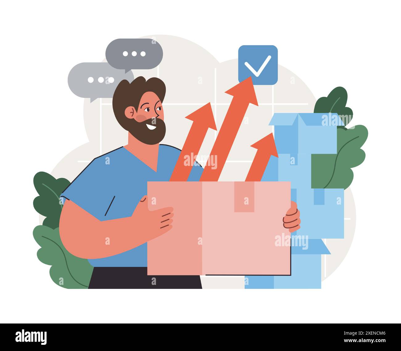 Progress. Work optimization and efficiency. Character moving towards ...