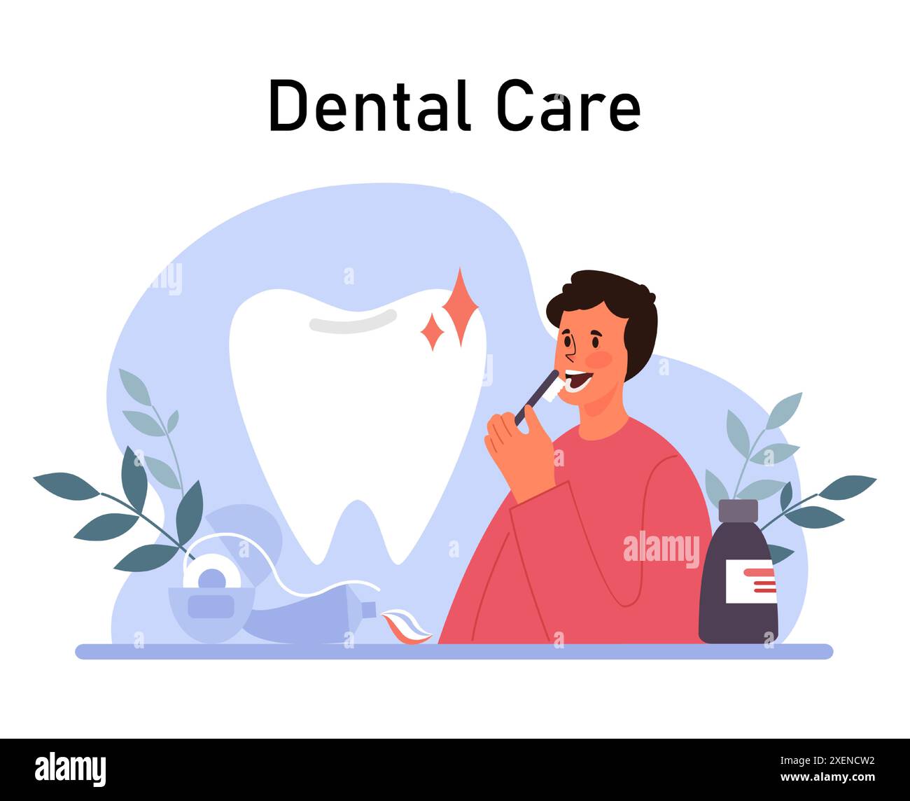 Healthy lifestyle. Man brushing his teeth with a toothbrush. Dental ...