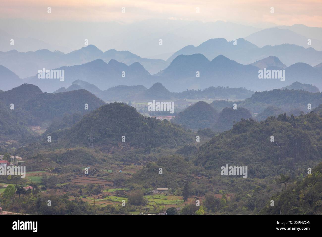Mountainous landscape covered in lush vegetation, viewed from Tham ...
