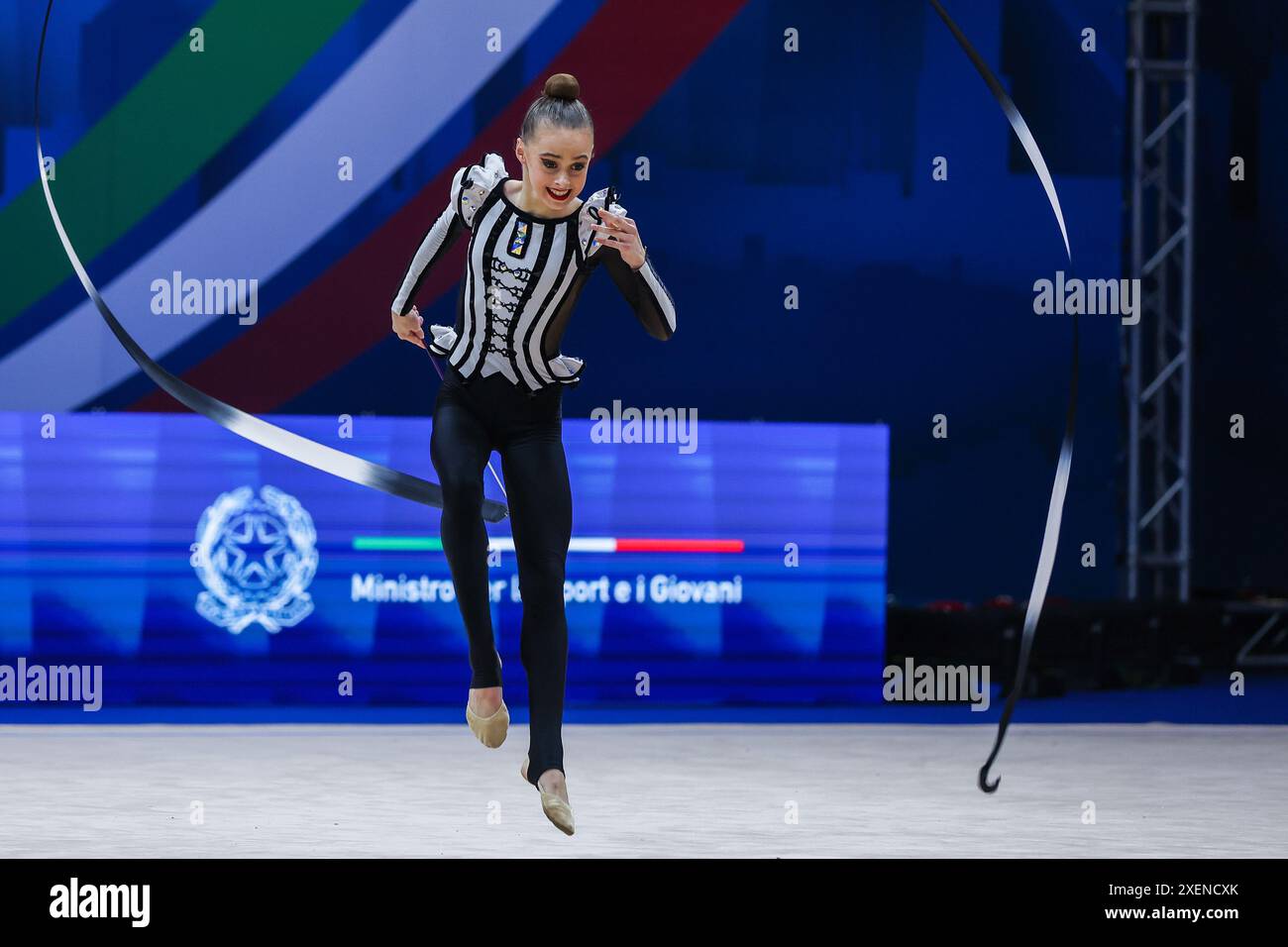 Taisiia Onofriichuk (UKR) seen in action during the ribbon competition ...