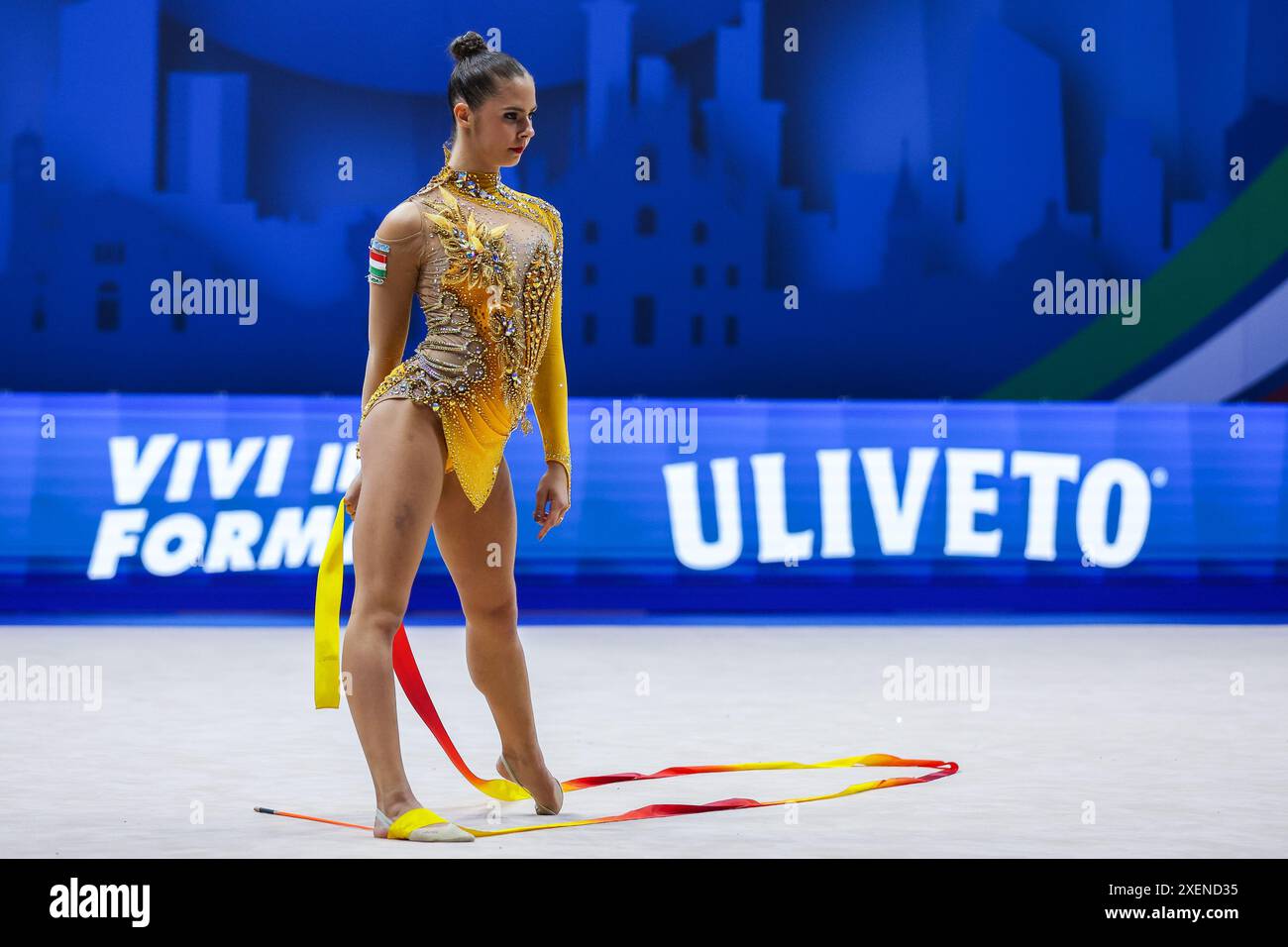 Fanni Pigniczki (HUN) seen in action during the ribbon competition in ...