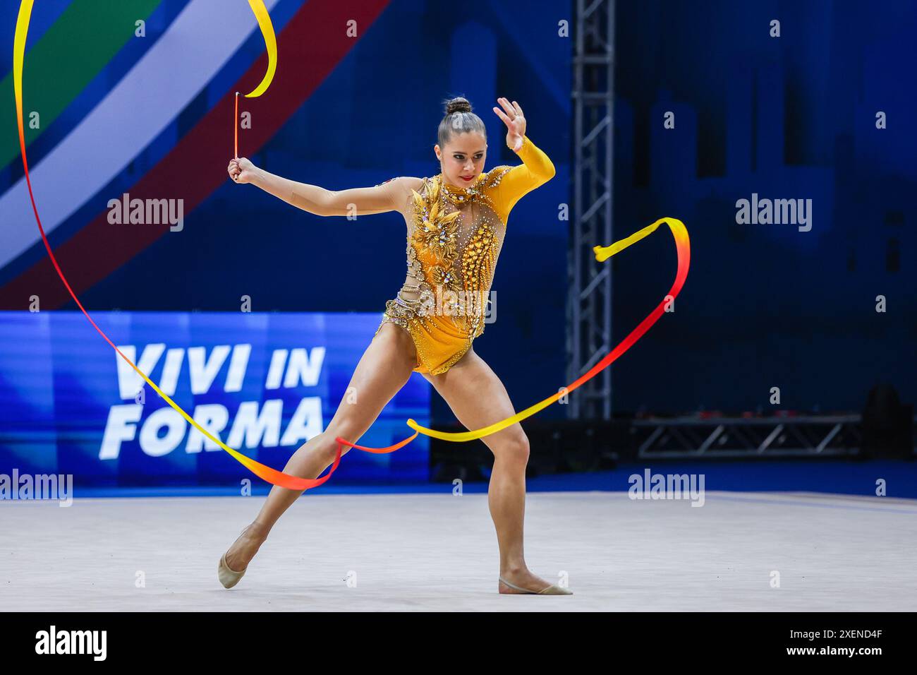 Fanni Pigniczki (HUN) seen in action during the ribbon competition in ...