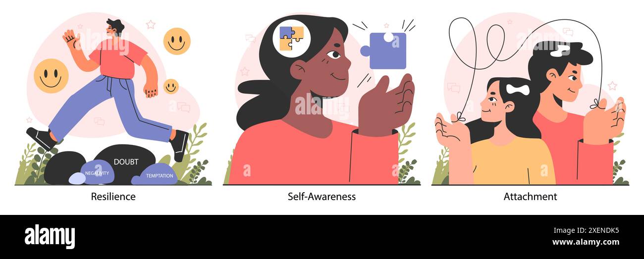 Emotional intelligence set. Emotions expression and mood regulation ...