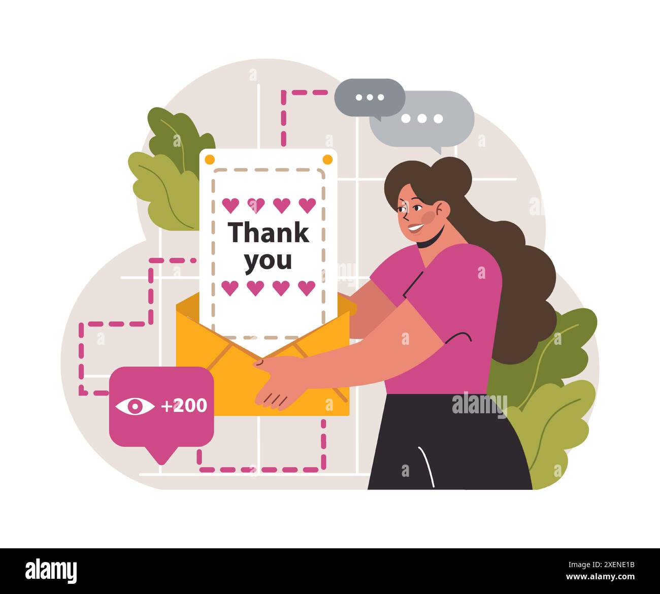 Gratitude latter. Grateful and thankful character sending or receiving ...