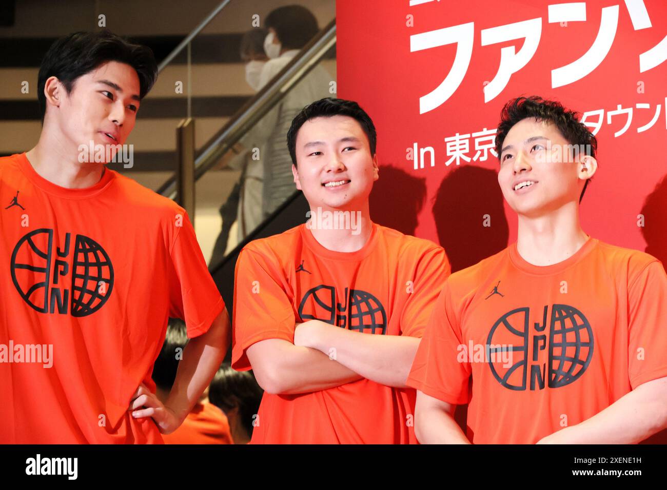 Tokyo, Japan. 28th June, 2024. Japan's basketball national team members ...
