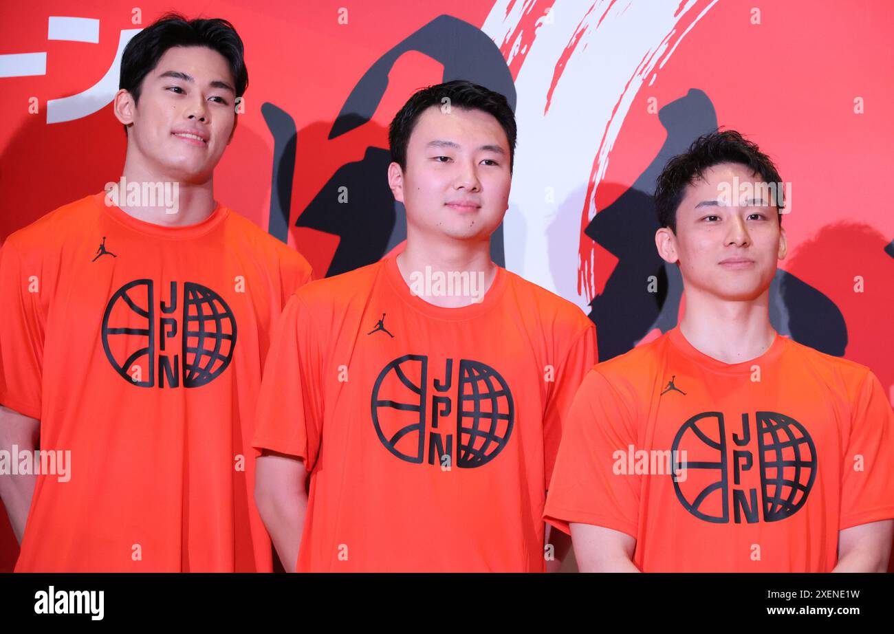 Tokyo, Japan. 28th June, 2024. Japan's basketball national team members ...